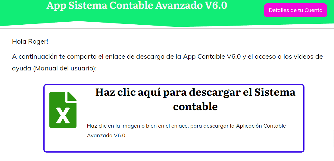 Detalles del Sistema Contable - Aplica Excel Contable